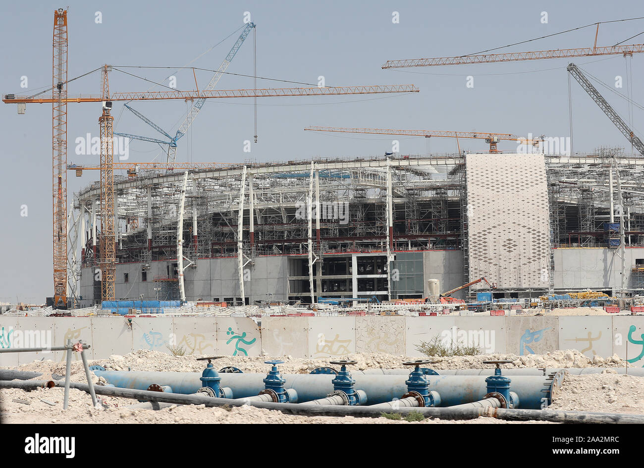 A general view of the Al Thumama Stadium, Doha, Qatar. The stadium ...