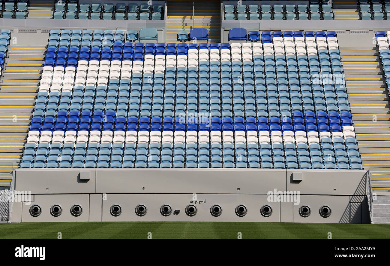 A general view showing the pitch level air conditioning vents to be ...