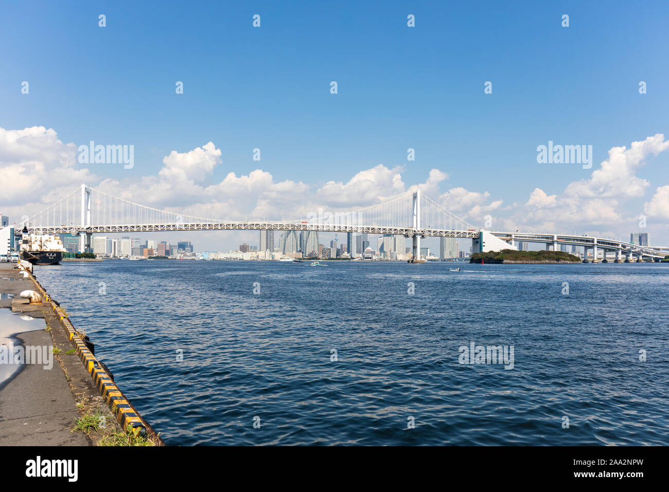 Rainbow Bridge across Tokyo Harbour seen from Minato; Tokyo, Japan ...