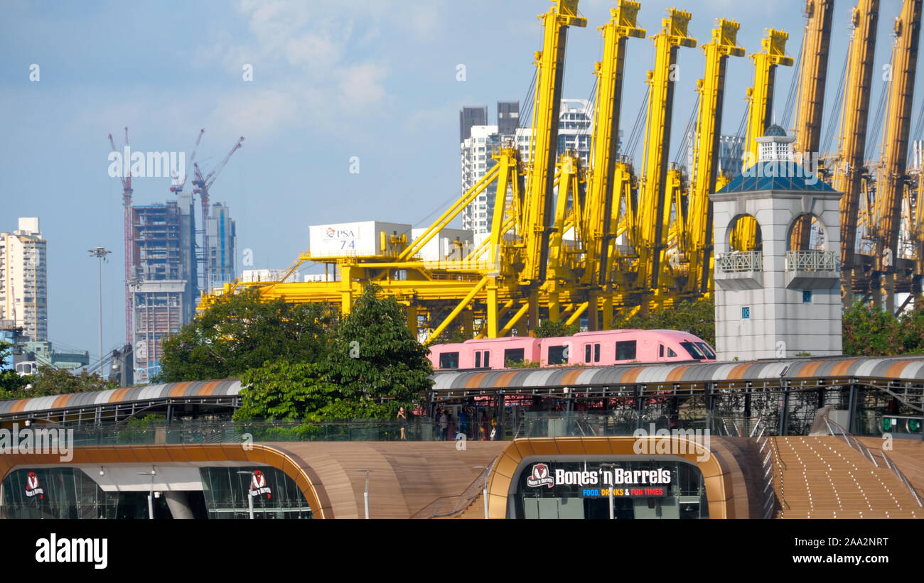 Monorail train on Sentosa island near cargo port Stock Photo - Alamy