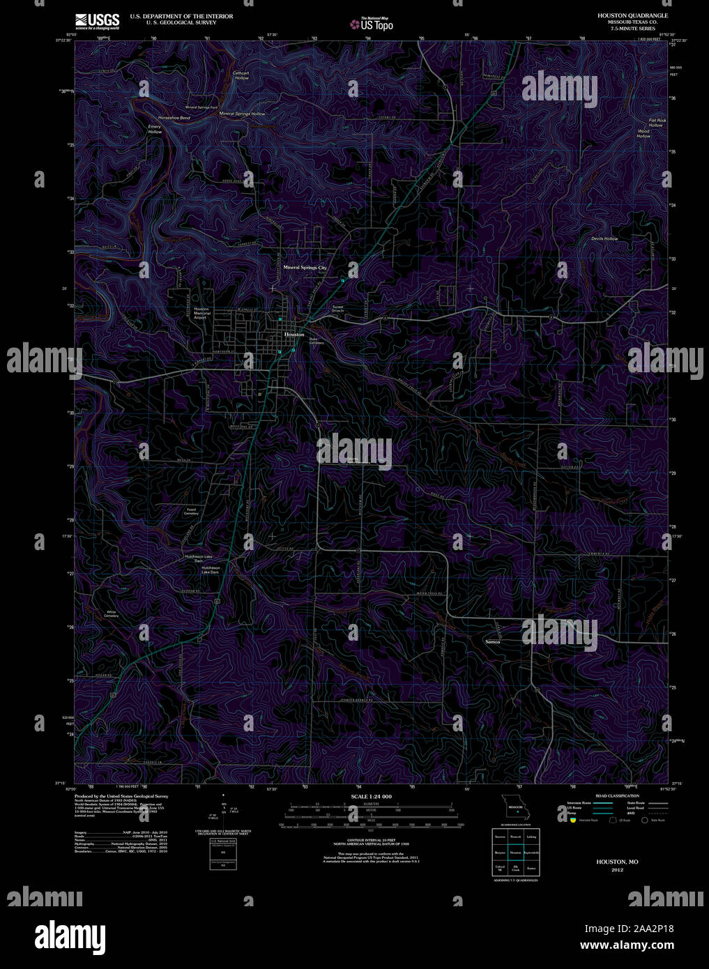 Houston missouri map hi-res stock photography and images - Alamy