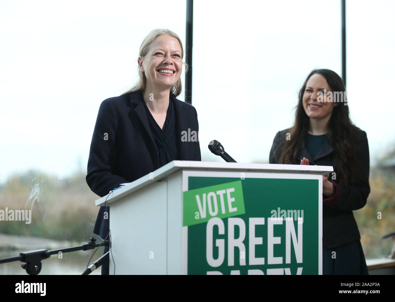 Green Party Co-Leader Sian Berry (left) and deputy leader Amelia Womack ...