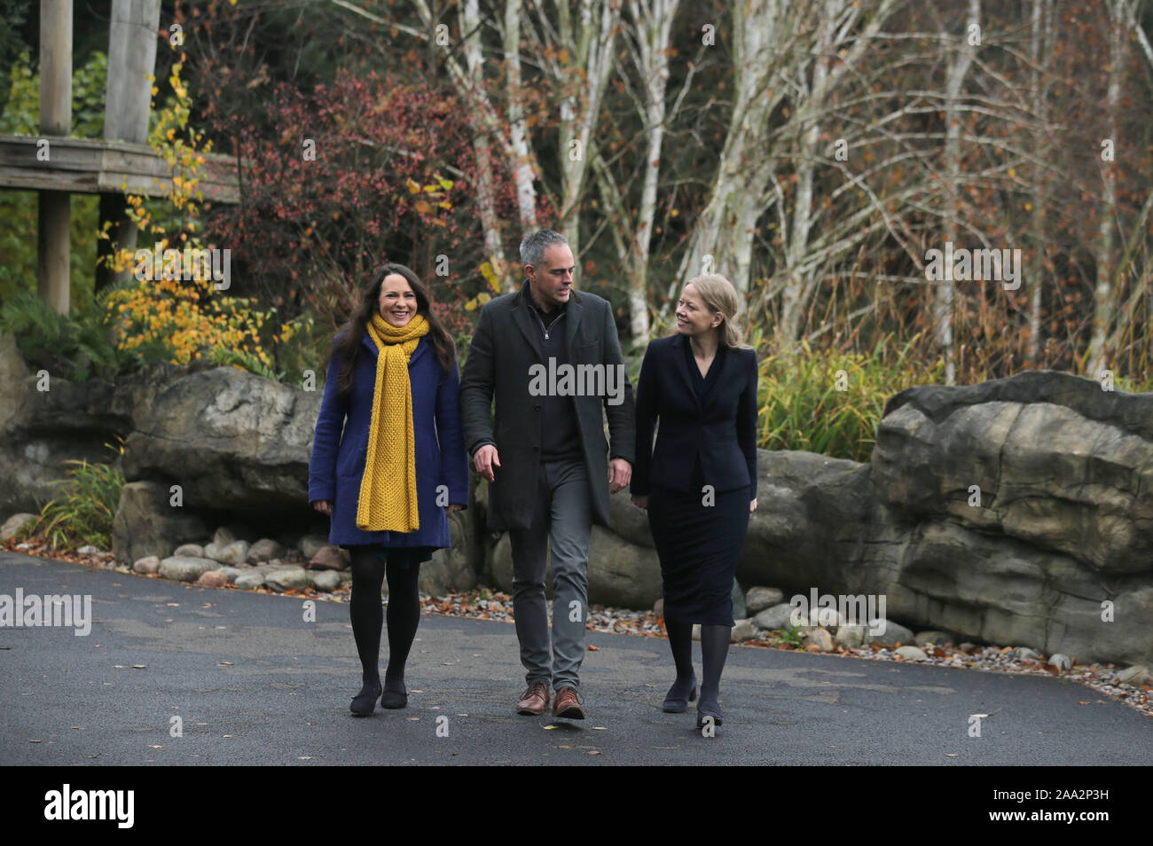 (left to right) Deputy leader Amelia Womack and Green Party Co-Leaders ...