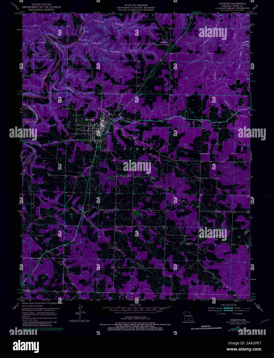 Houston missouri map hi-res stock photography and images - Alamy