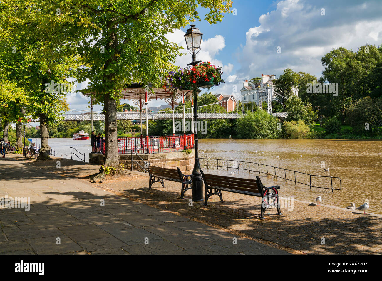 Chester city, relaxing beside River Dee, sunny, England, UK Stock Photo ...