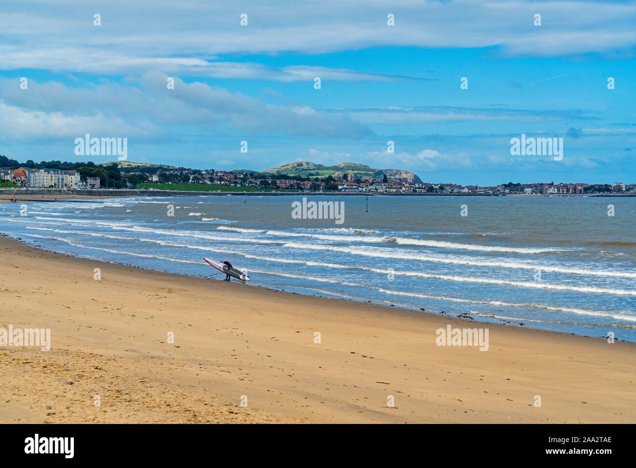 Promenade, looking to Rhos on Sea, Colwyn Bay, beach seafront, north ...