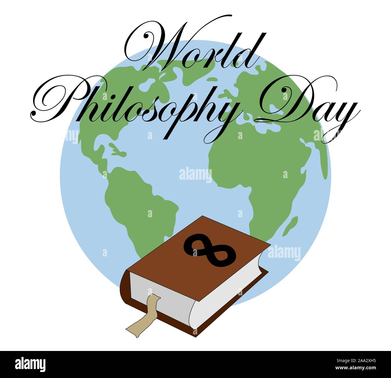 World Philosophy Day. Stack of books with open book and lettering on ...