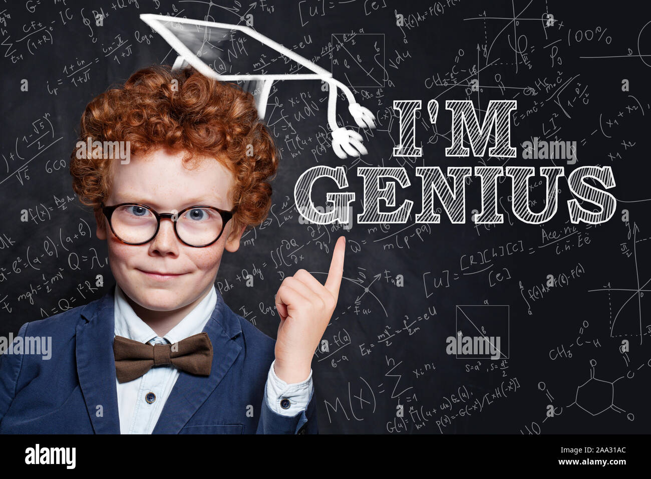 Genius child in graduation hat portrait Stock Photo - Alamy Genius child in graduation hat portrait Stock Photo - Alamy