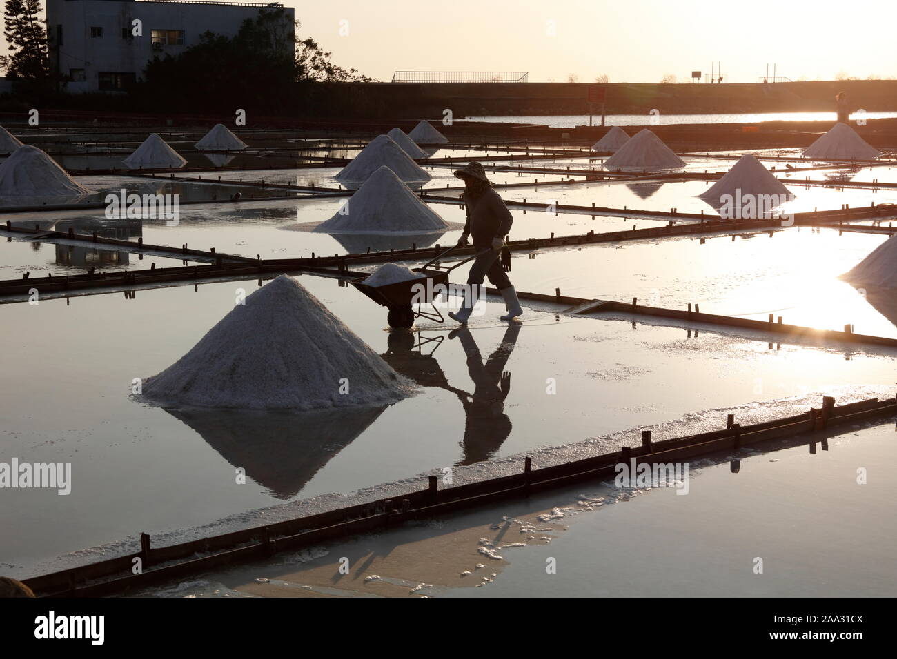 Salt making in Jingzaijiao Tile-paved salt fields Stock Photo - Alamy