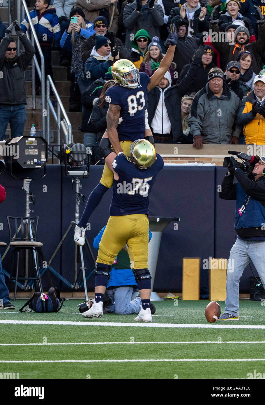 South Bend, Indiana, USA. 16th Nov, 2019. Notre Dame wide receiver ...