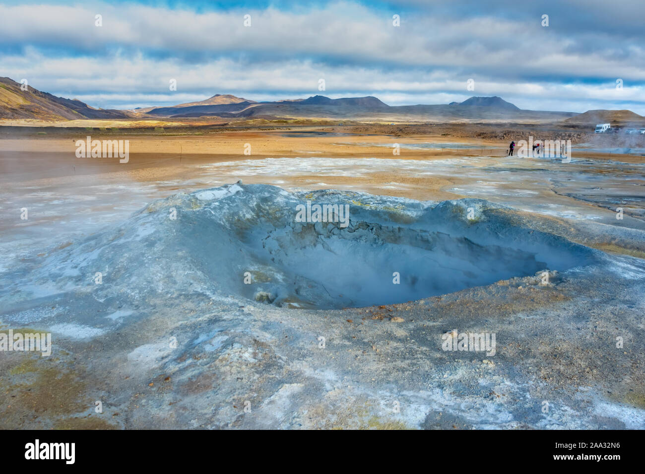 Fumarole field in Namafjall geothermal zone Iceland. Famous tourist ...