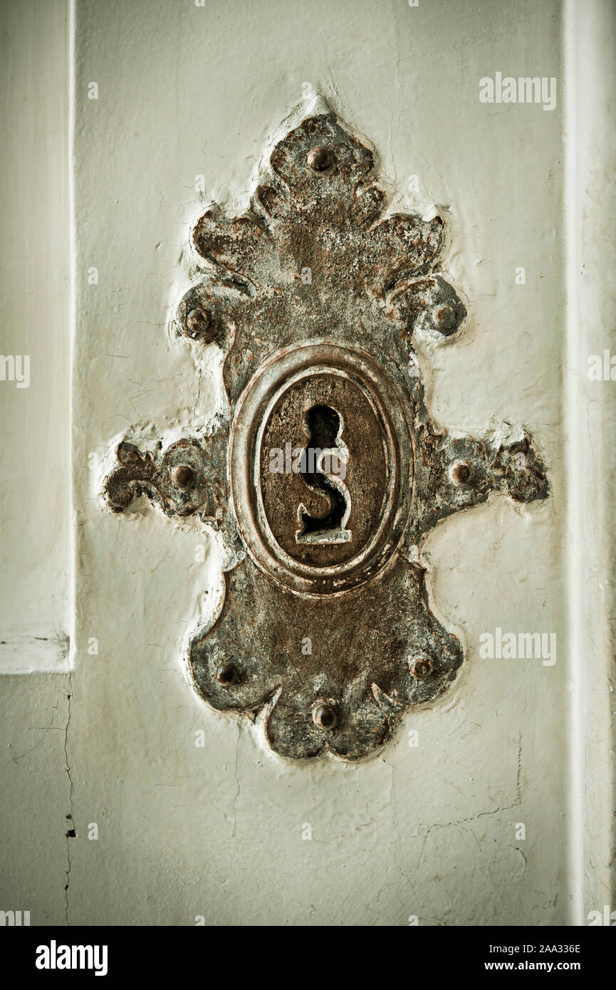 key hole of a door lock at Madrid Royal Palace Stock Photo - Alamy
