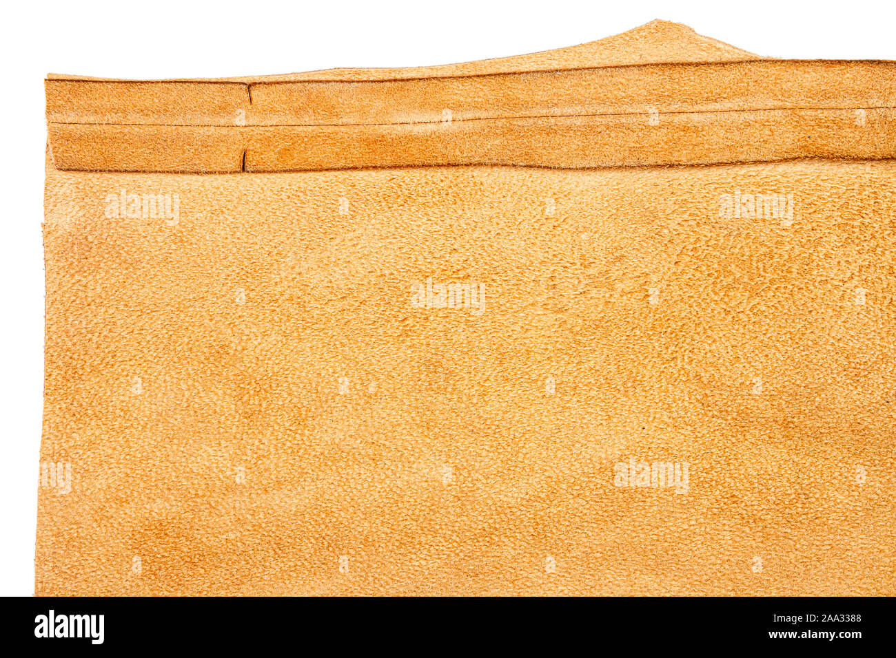 Piece of brown leather isolated on white background. Back side Stock ...
