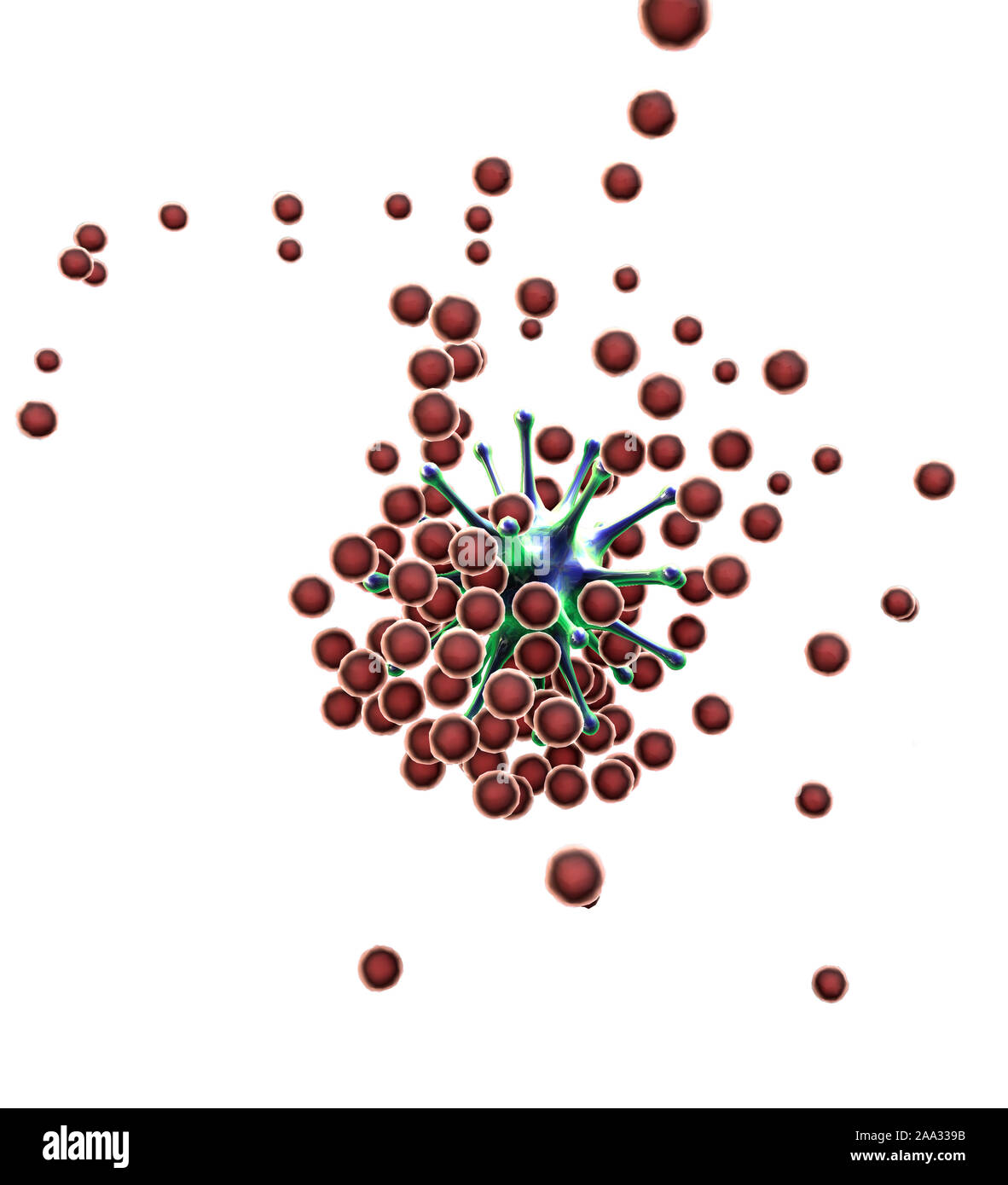 Human Immune System attack the virus, 3D illustration of virus and ...
