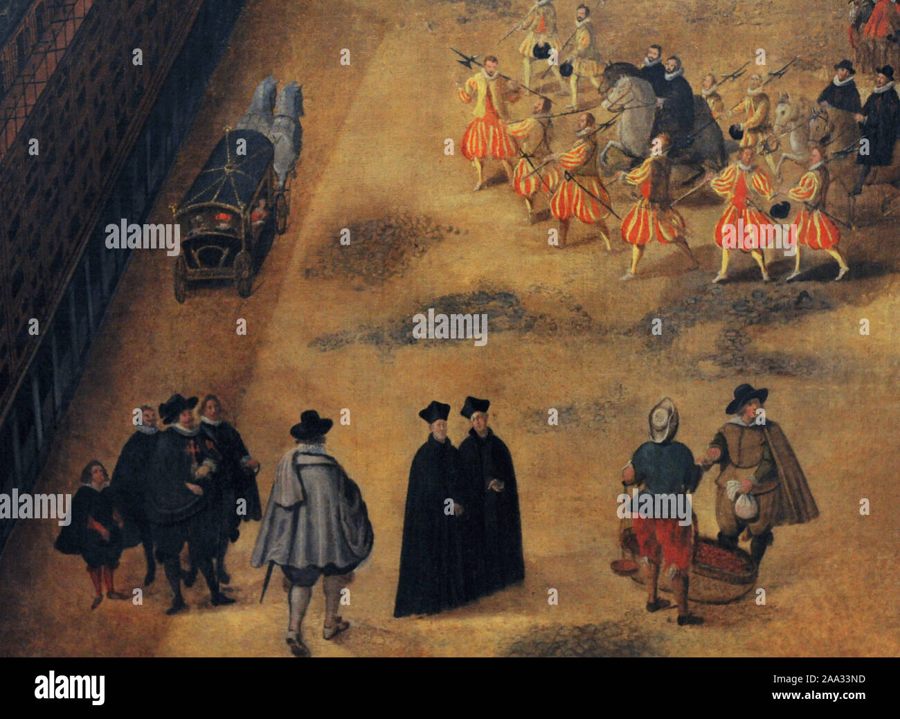 Perspective of the Main Square (Plaza Mayor), Madrid, ca.1620. Detail ...