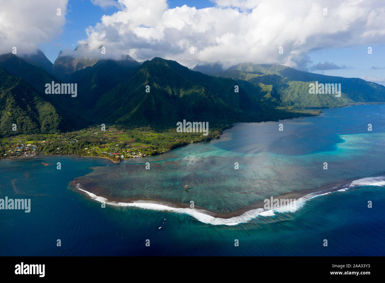 Aerial View of Teahupoo, Tahiti, French Polynesia Stock Photo - Alamy