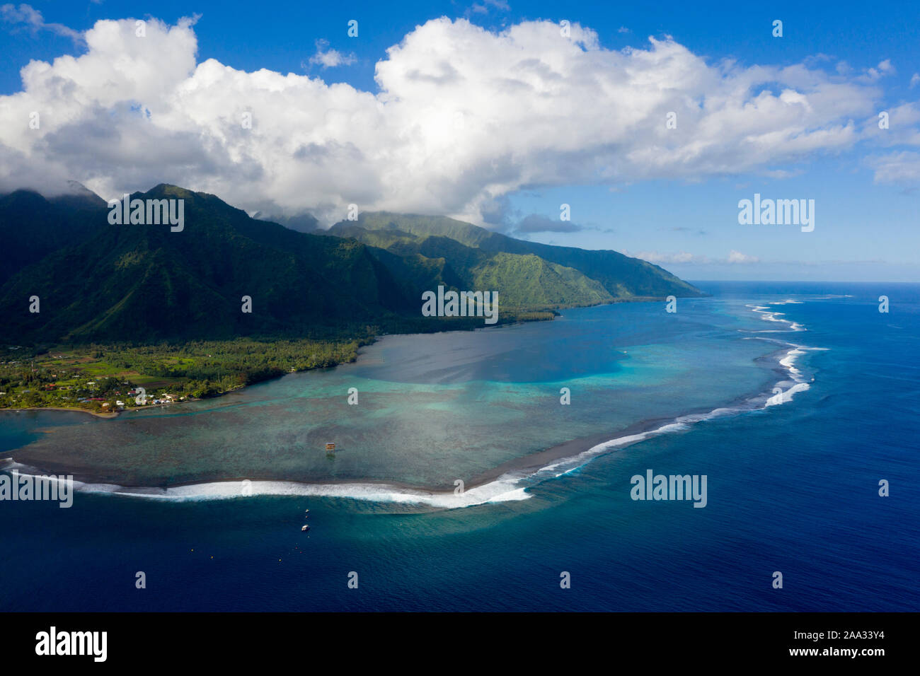 Aerial View of Teahupoo, Tahiti, French Polynesia Stock Photo - Alamy