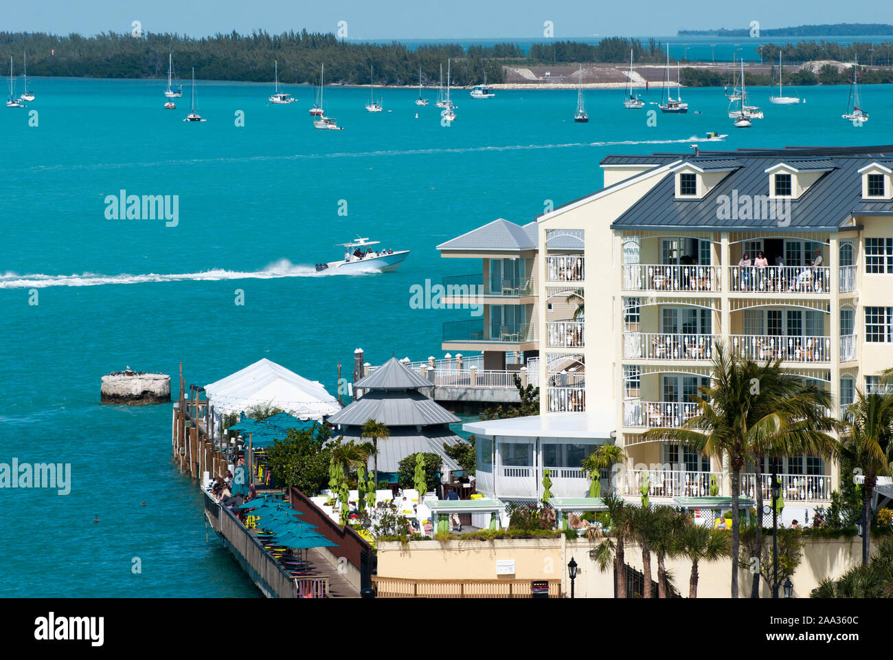 Boats traveling around Key West island, the southernmost vacation ...