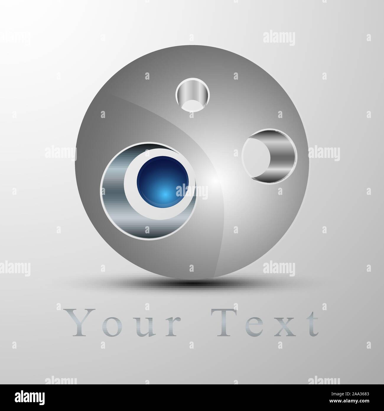 3D metal sphere with three holes. Conceptual logo Stock Vector Image ...
