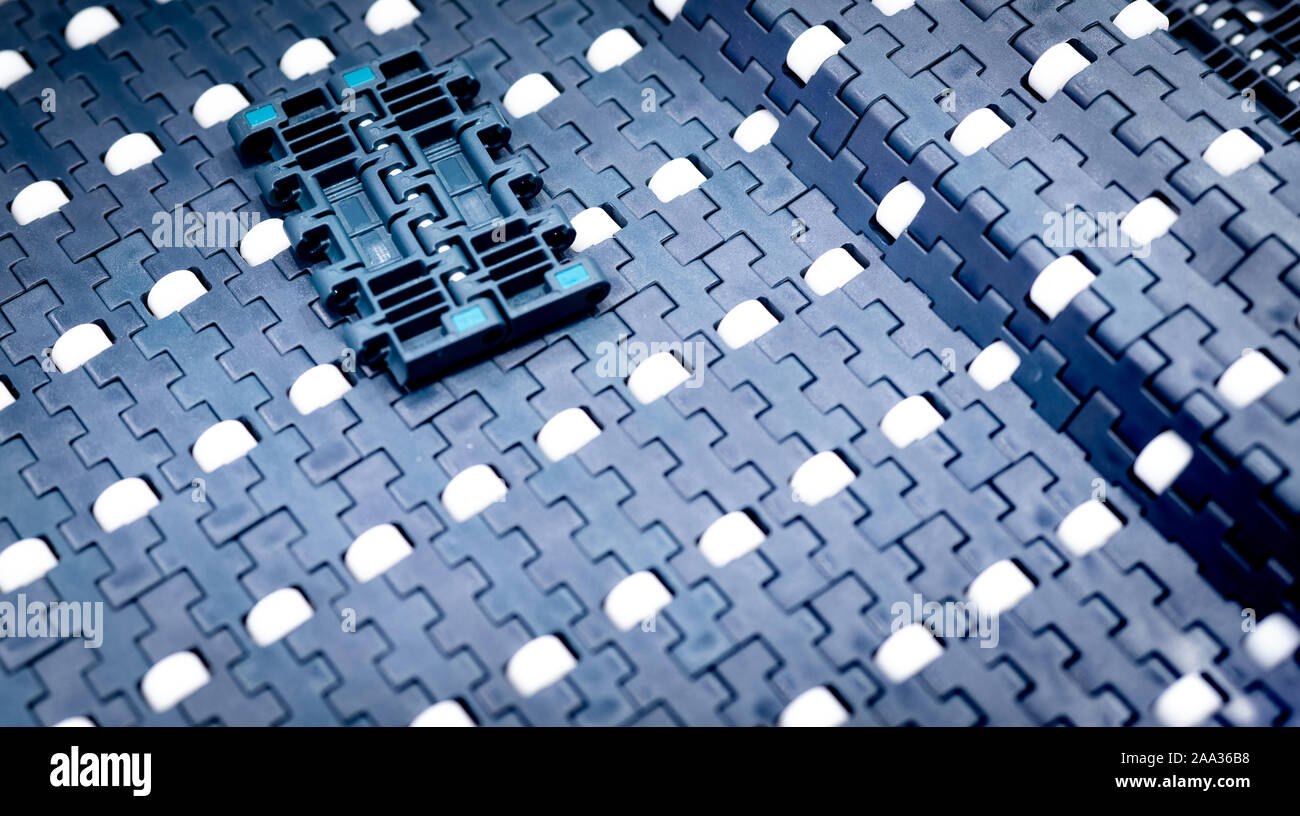 Texture of modular conveyor belt with roller. Conveyor equipment. Parts ...