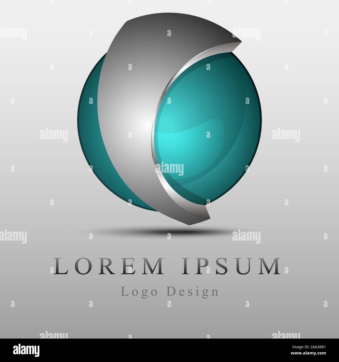 3d logo.Turquoise sphere with a metal section Stock Vector Image & Art ...
