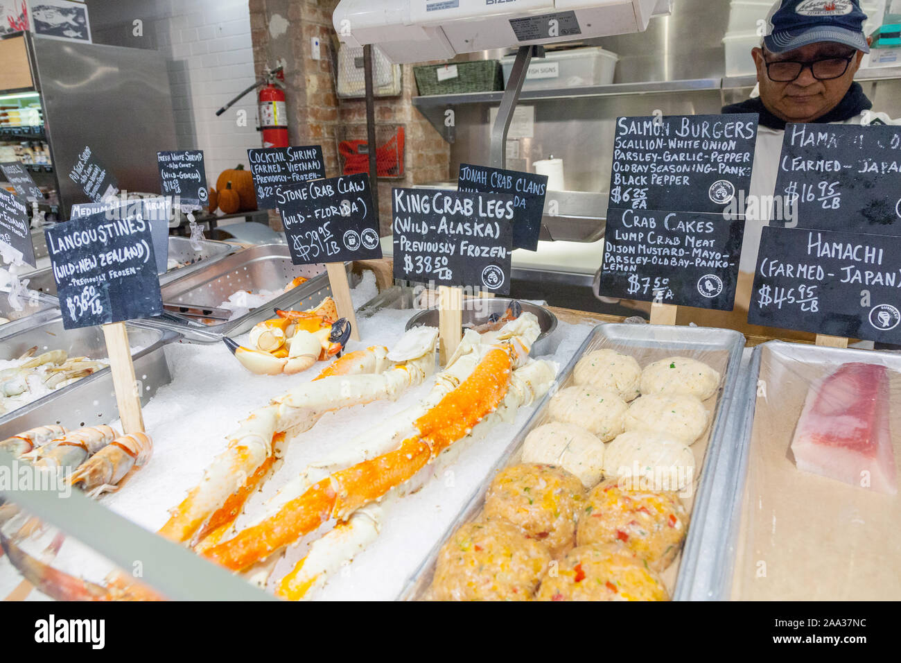 Fresh fish display at the Lobster Place, Chelsea Market, New York City ...