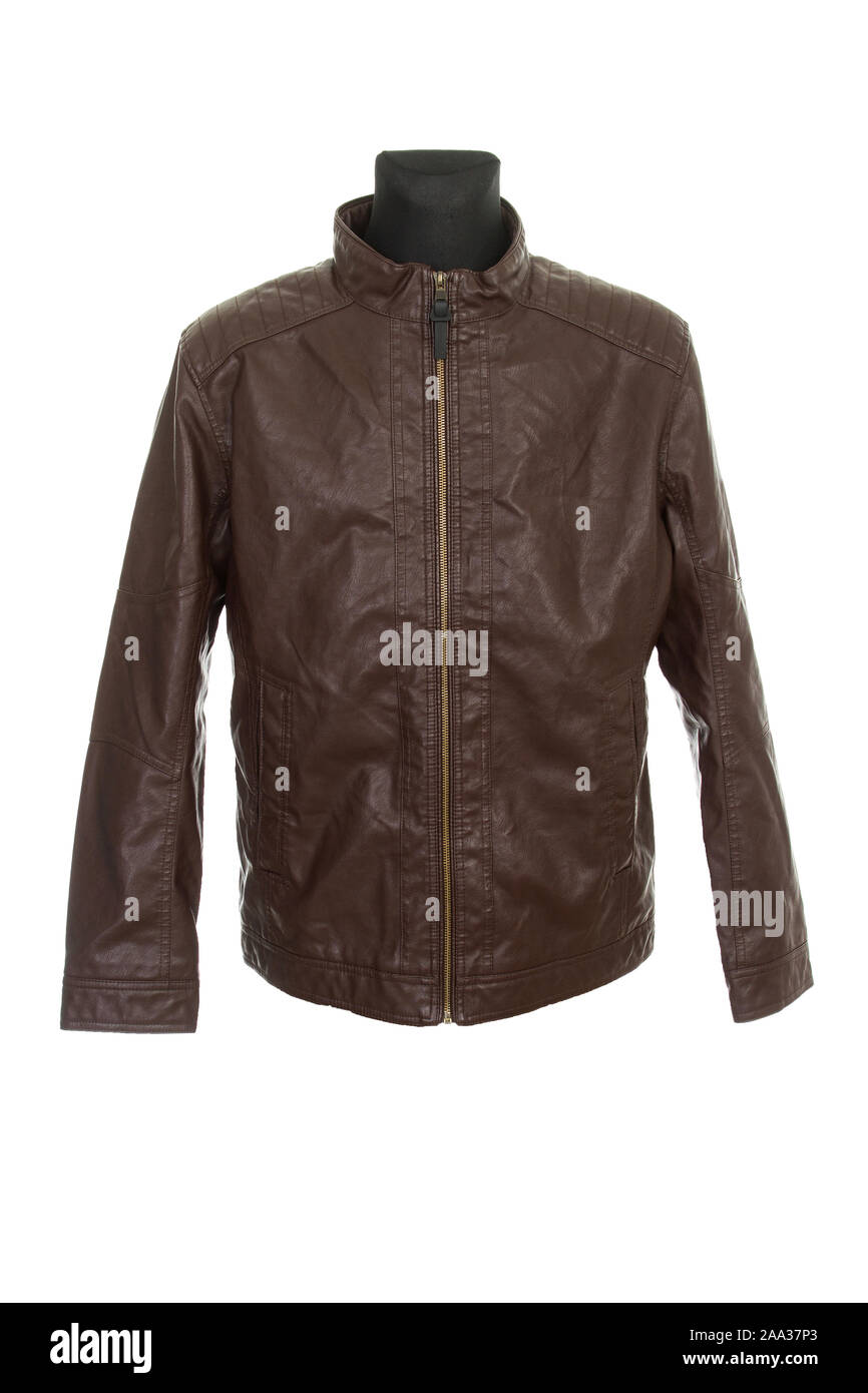 leather jacket isolated on white background Stock Photo - Alamy
