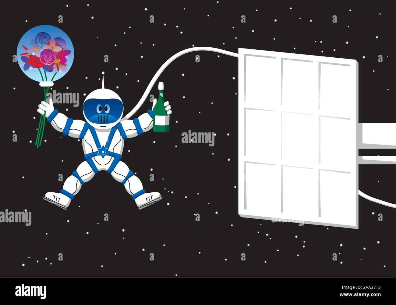 Spaceman with flowers card Stock Vector Image & Art - Alamy