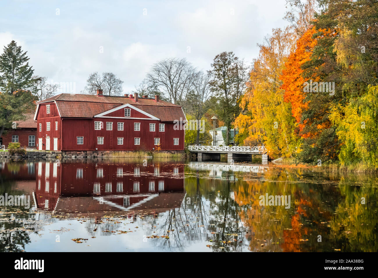 The red wooden building at the former plant Stromfors, Ruotsinpyhtaa ...