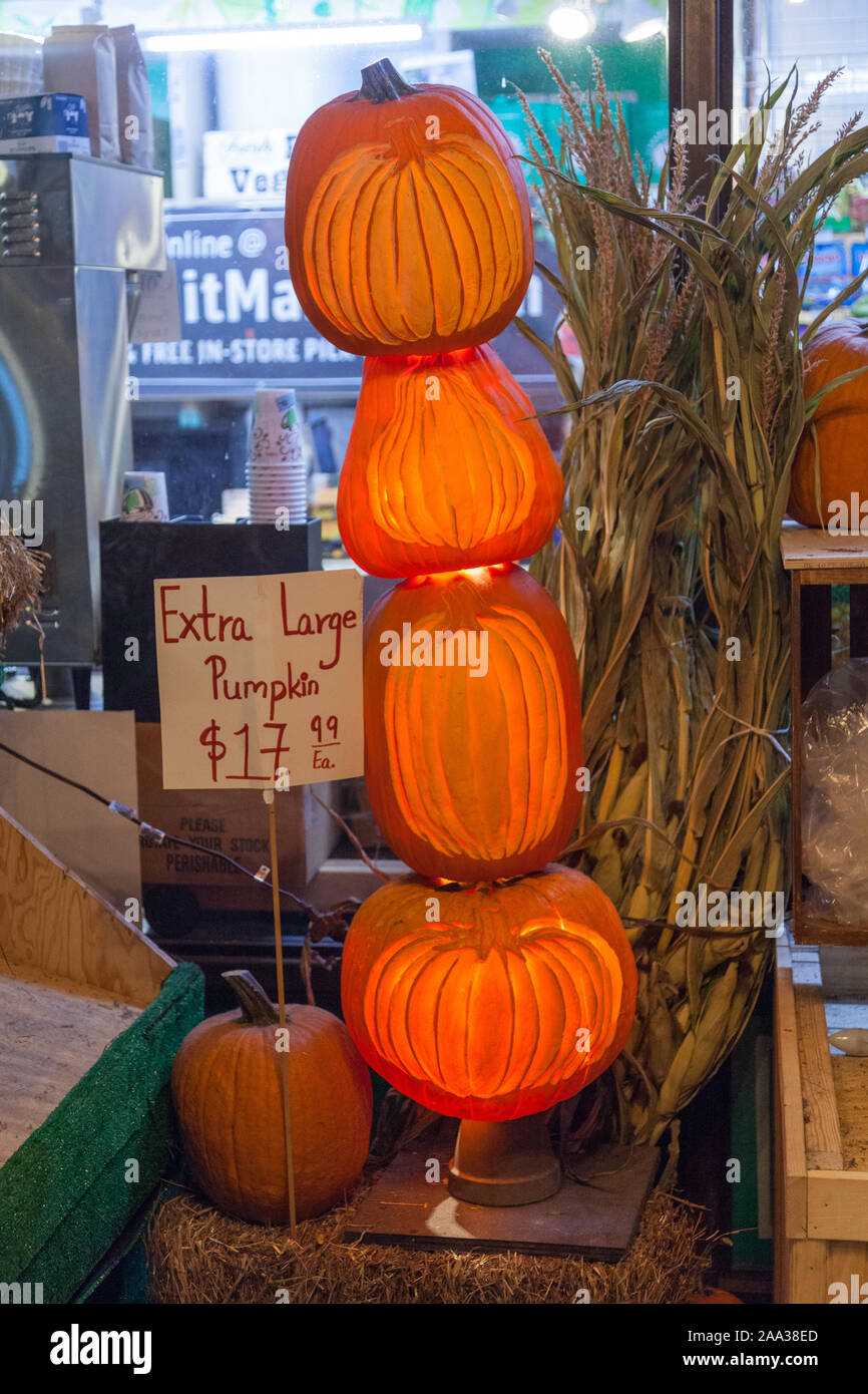 Halloween pumpkins display at the Chelsea Market, New York City, United ...