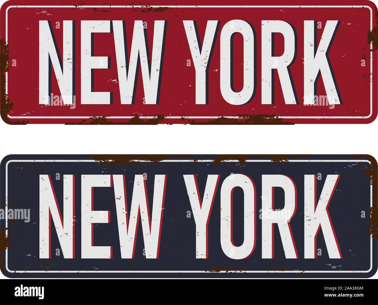 NEW YORK vintage rusty metal sign on a white background, vector ...