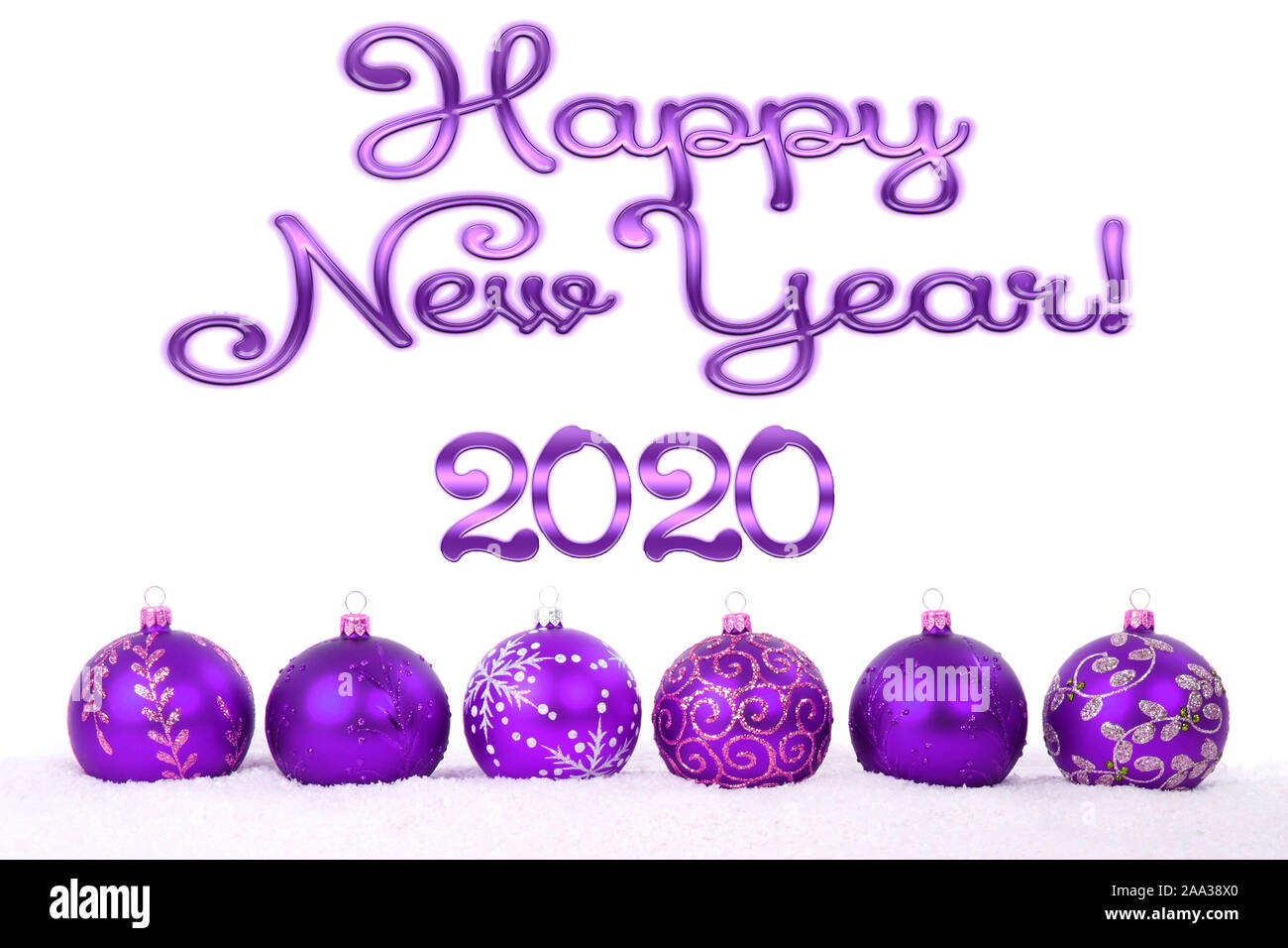 Happy new year card. Beautiful purple congratulation background Stock ...