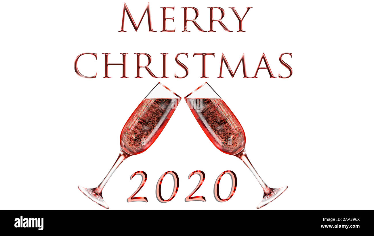 Merry christmas 2020 card. Red congratulation isolated on white ...