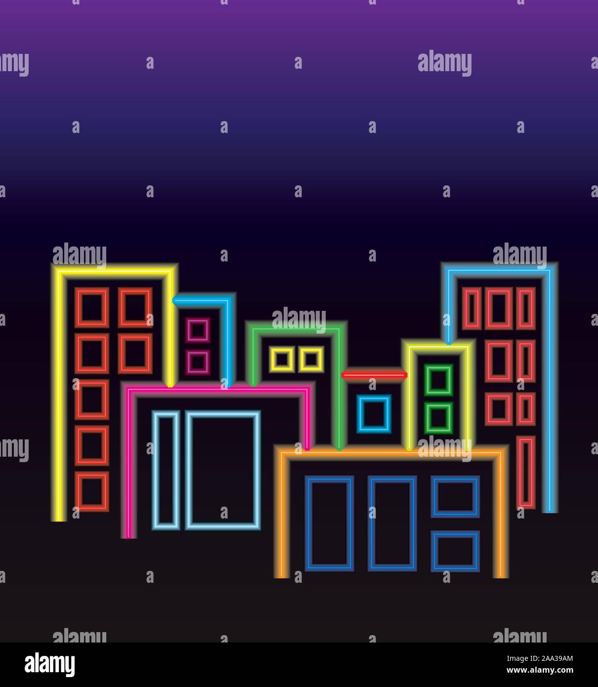 Neon house silhouette Stock Vector Images - Alamy