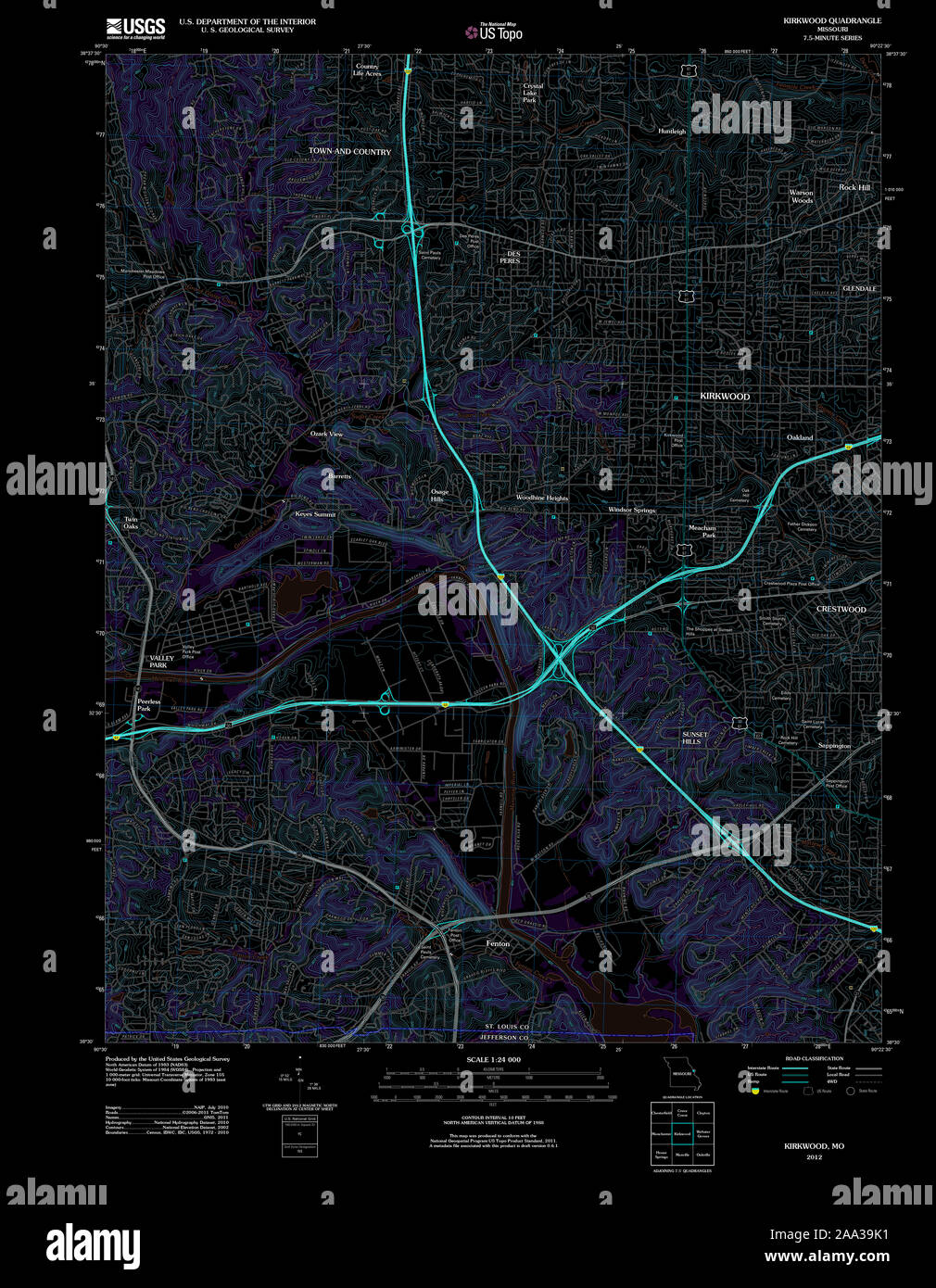 Map of kirkwood missouri hi-res stock photography and images - Alamy