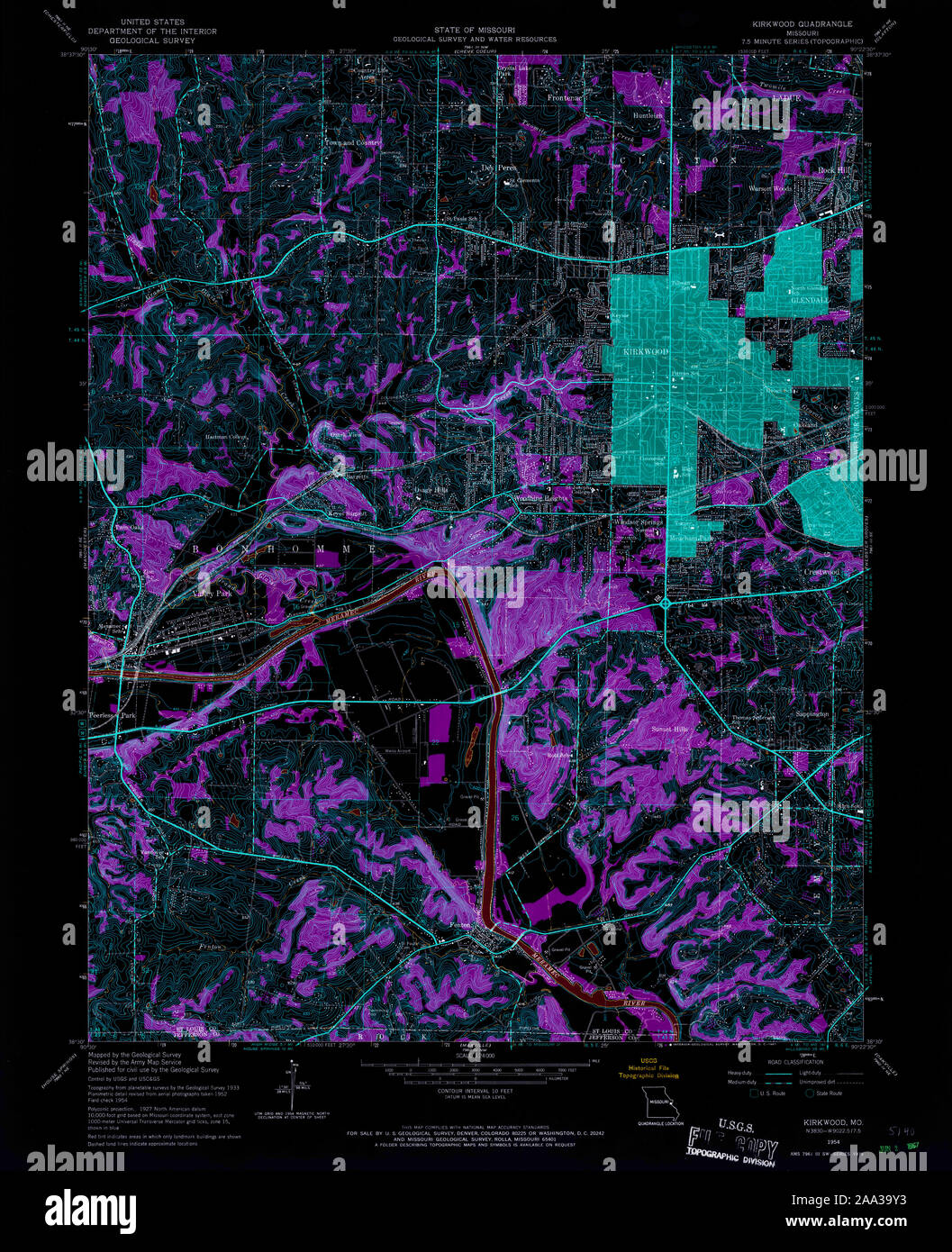 Kirkwood missouri map hi-res stock photography and images - Alamy