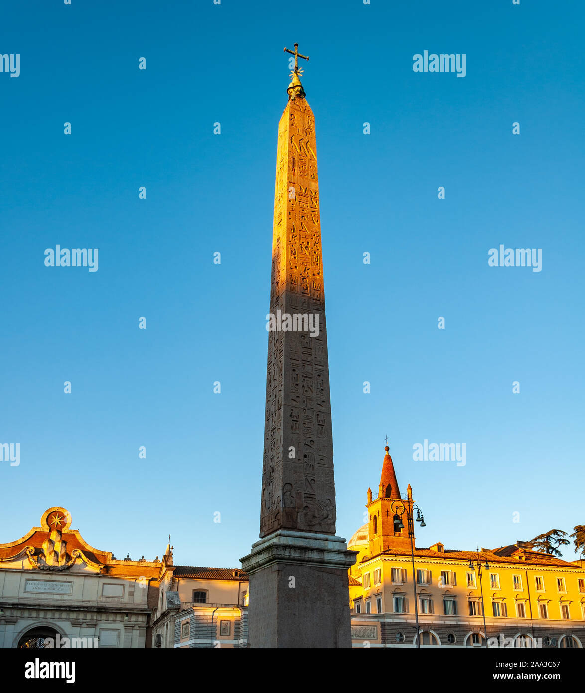 Rome Italy. The Flaminio Obelisk of Piazza del Popolo which symbolizes ...