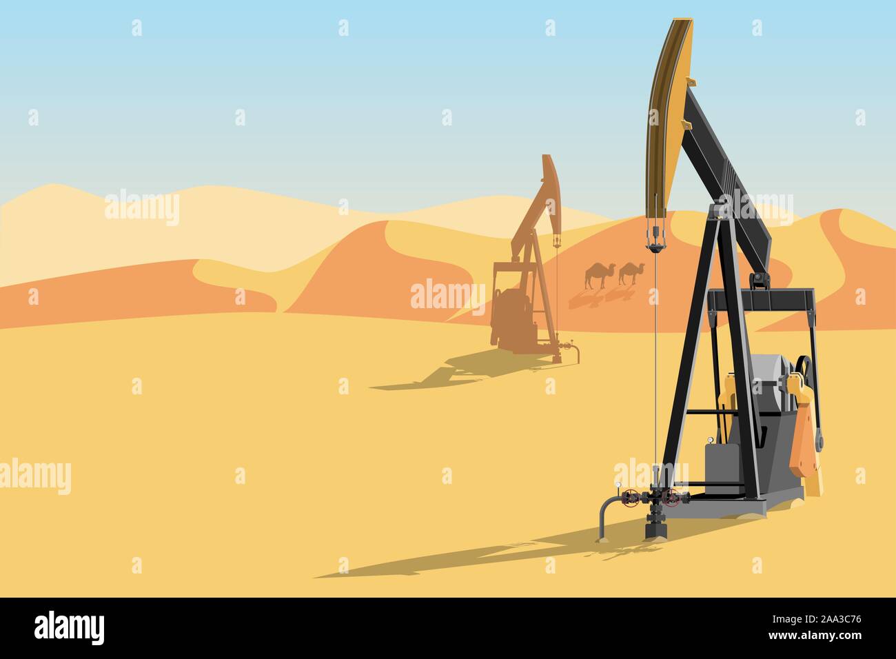 Oil rigs in the desert. Vector illustration EPS 10 Stock Vector Image ...