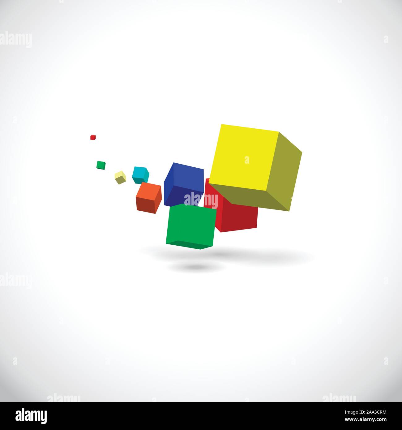 Flying 3d cube blue white Stock Vector Images - Alamy