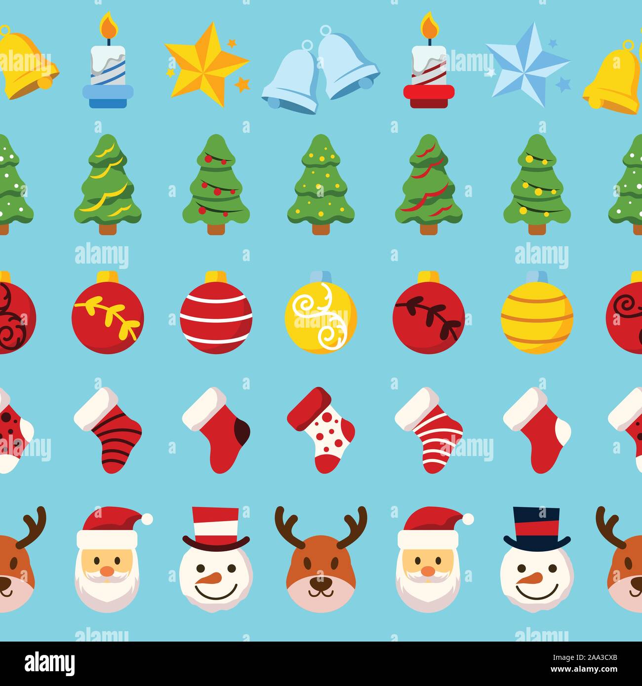 Christmas tree ornament horizontal seamless pattern. All graphic ...