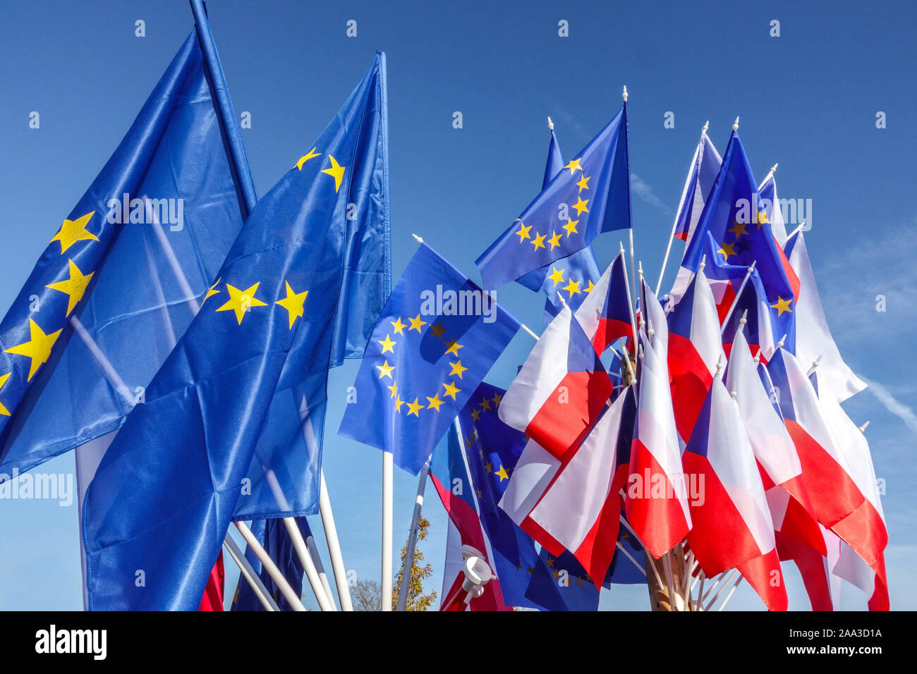 Czech flags Europe Union flags Czech Republic Stock Photo - Alamy