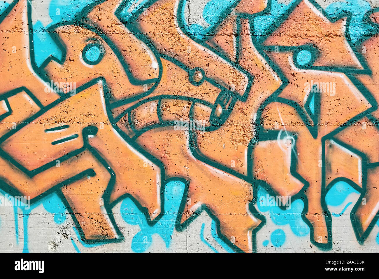 Graffiti in the orange tones, ethnic, comic style Stock Photo - Alamy