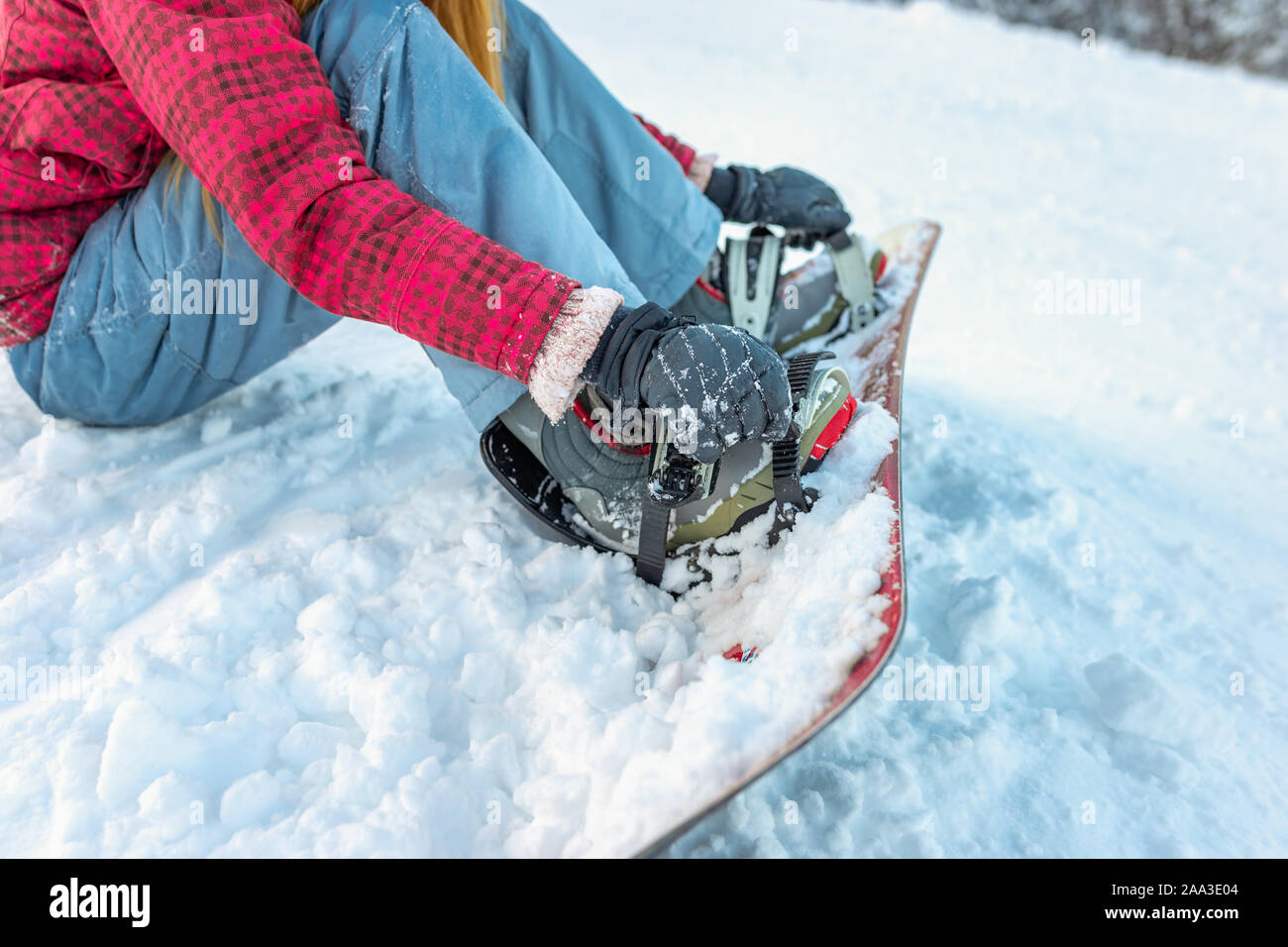 snowboard boots, winter sport ski take off the clasp fasteners Stock ...