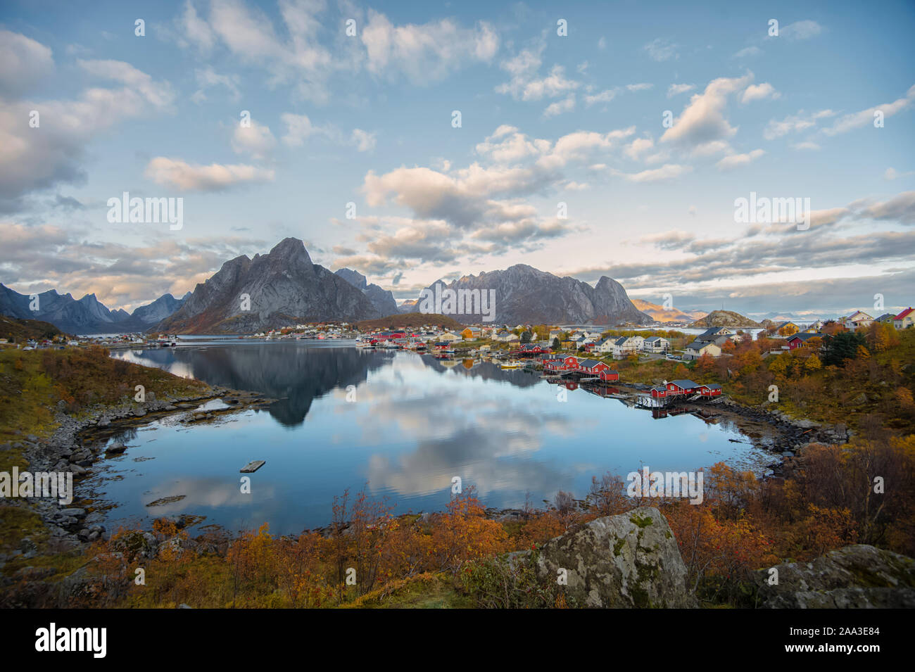 Mountain landscape, Reine, Moskenes, Lofoten, Nordland, Norway Stock ...