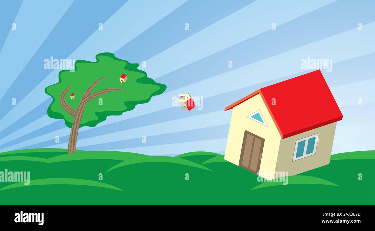 Growing house in the wind Stock Vector Image & Art - Alamy