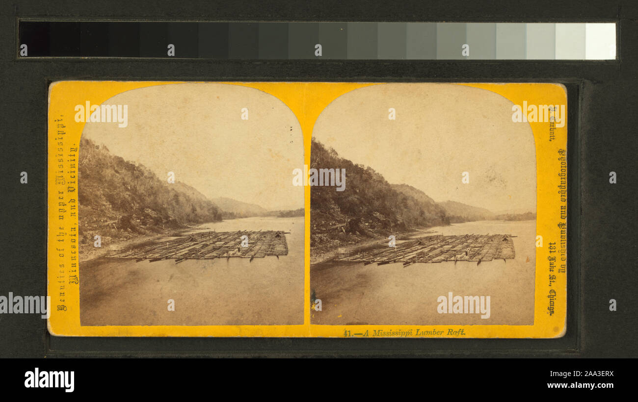 A Mississippi lumber raft.; A Mississippi lumber raft Stock Photo - Alamy
