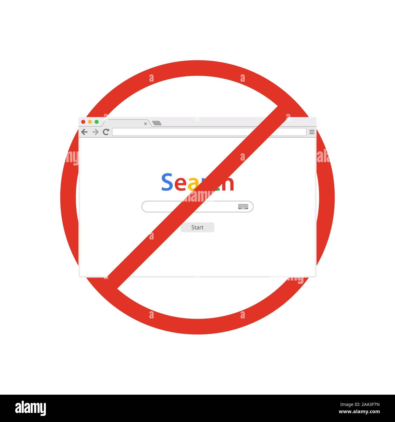 Browser window in Prohibition sign. Browser banned Stock Vector Image ...