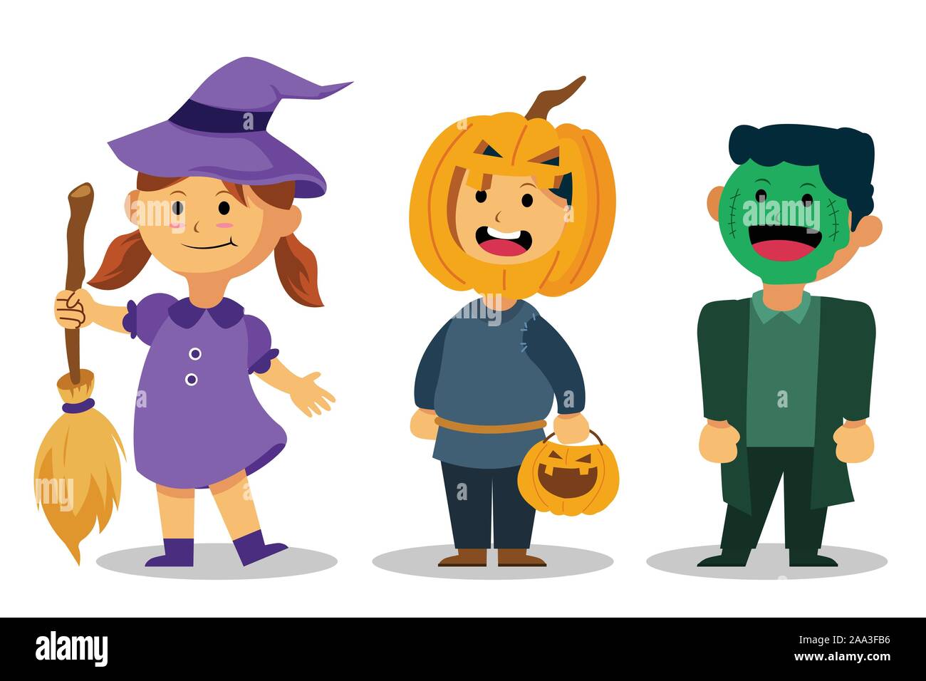 Vector character of cute kids wear Halloween party costume Stock Vector ...