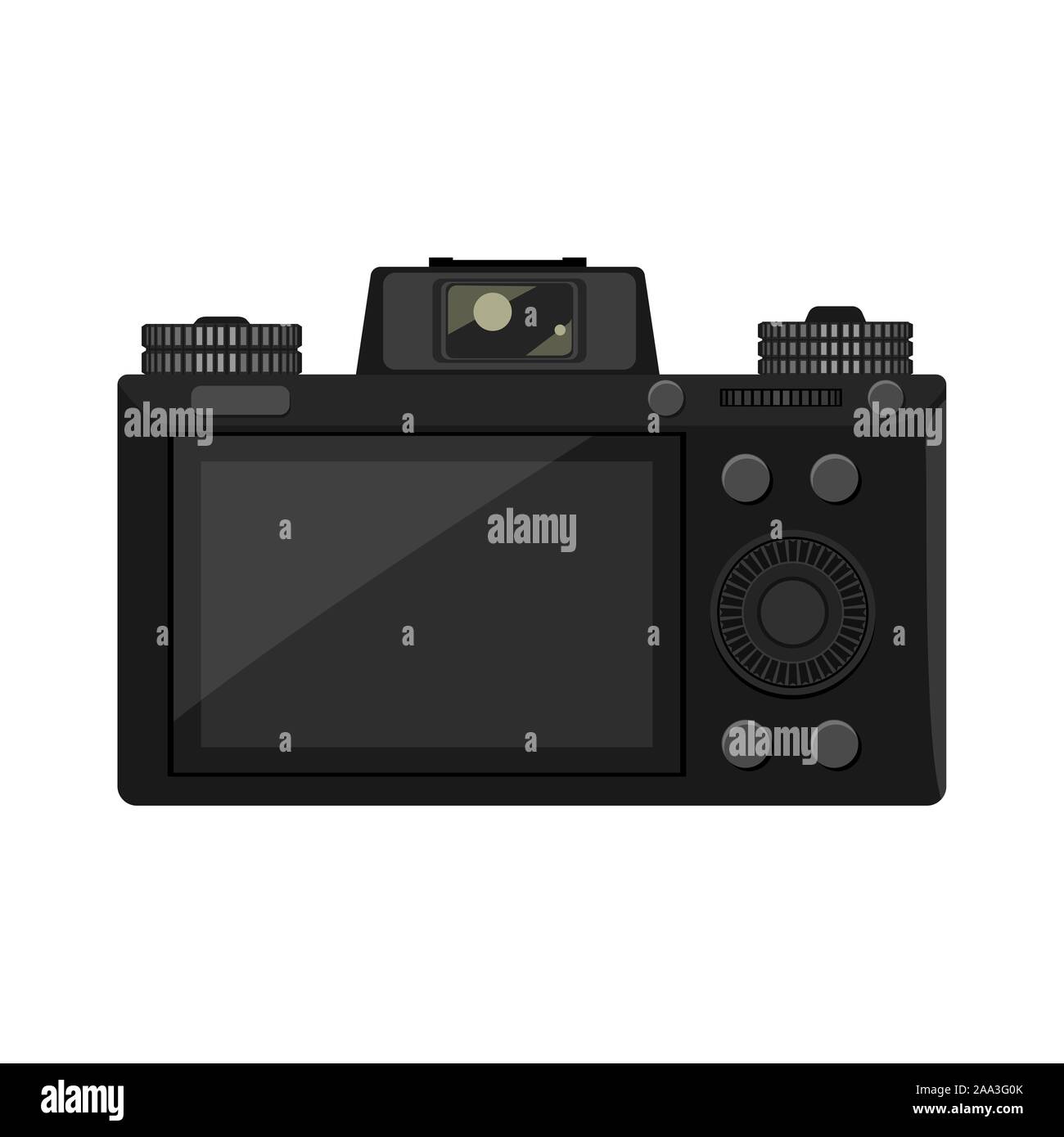 Trendy mirrorless Camera back side view with high detailed illustrated ...