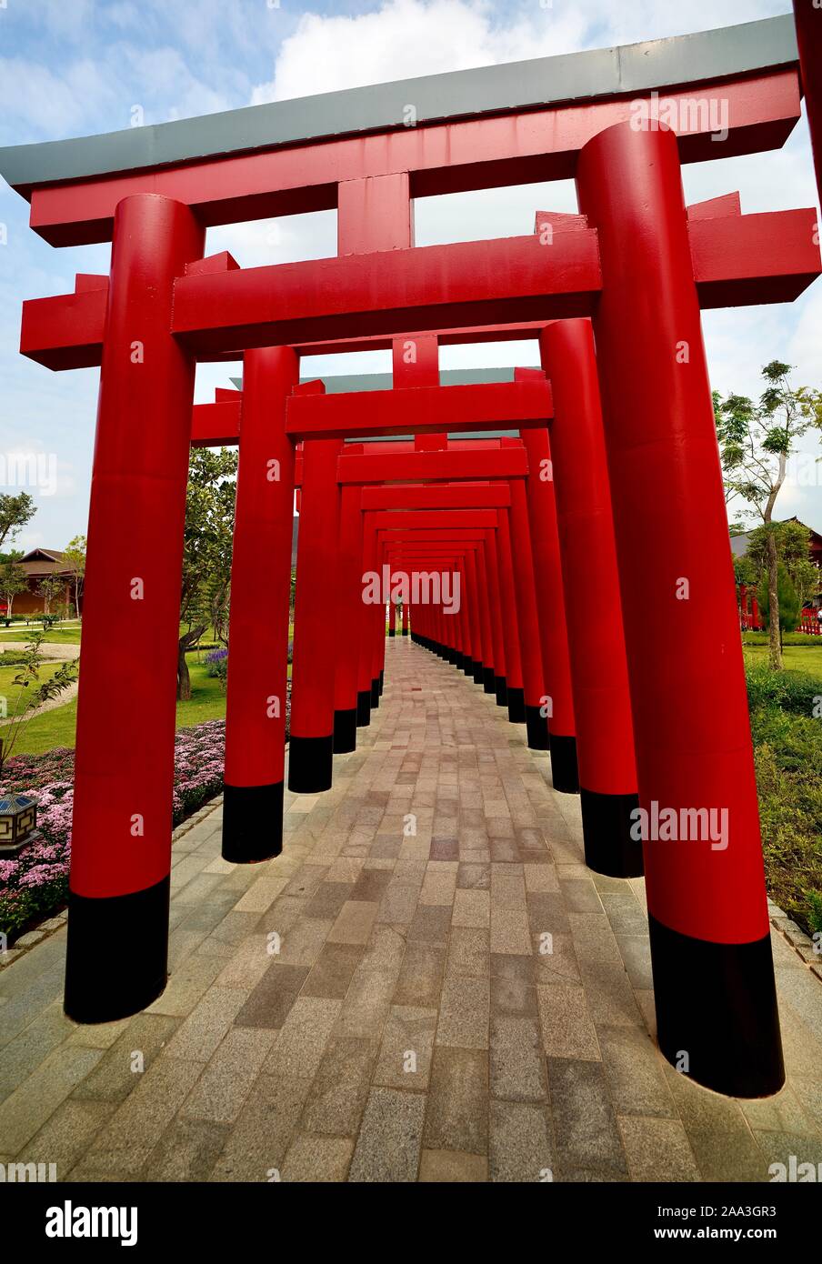 Japanese red color Torii gate 3 Stock Photo - Alamy